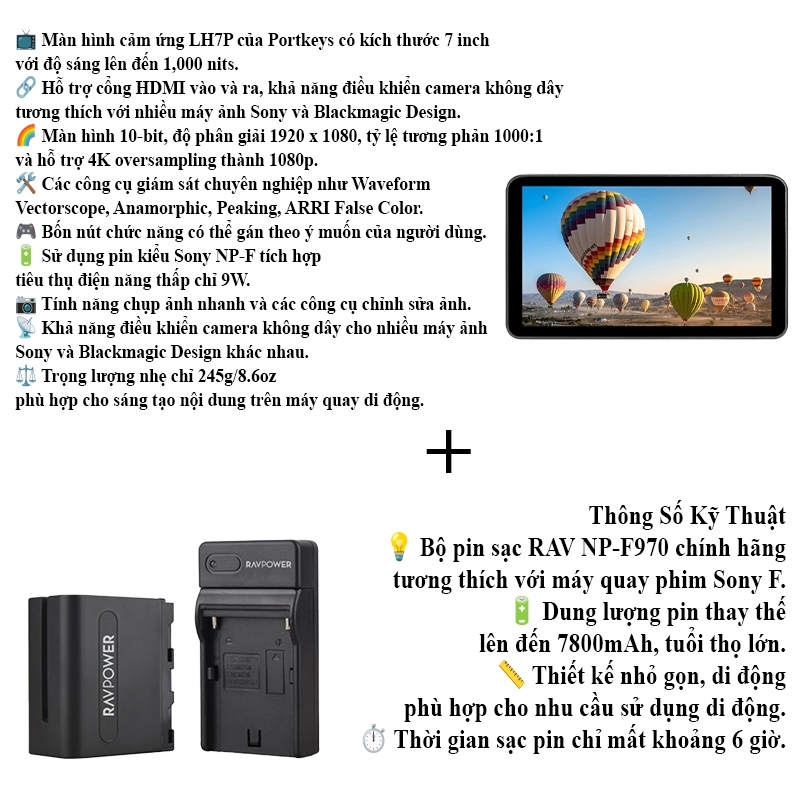 Màn Hình Portkeys PT5 II, Portkeys PT6, LH7H, LH7P 4K HDMI Cảm Ứng HL Studio | Shopee Việt Nam