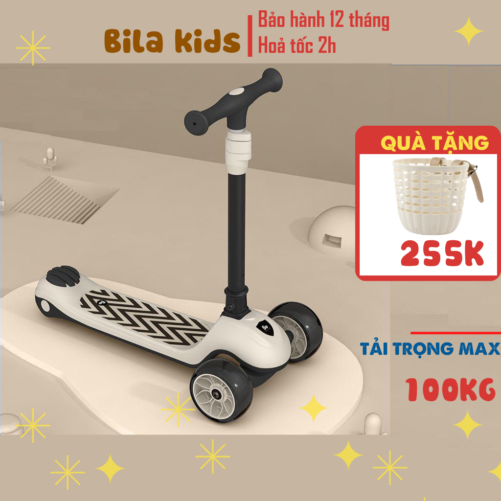 Xe trượt scooter chòi chân cho bé BILA KIDS từ 1-14 tuổi, có ghế, tải ...