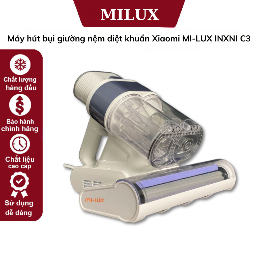 Máy hút bụi giường nệm diệt khuẩn Xiaomi MI-LUX INXNI C3, Có sáp thơm, 7 tầng lọc bụi, Bảo hành ...