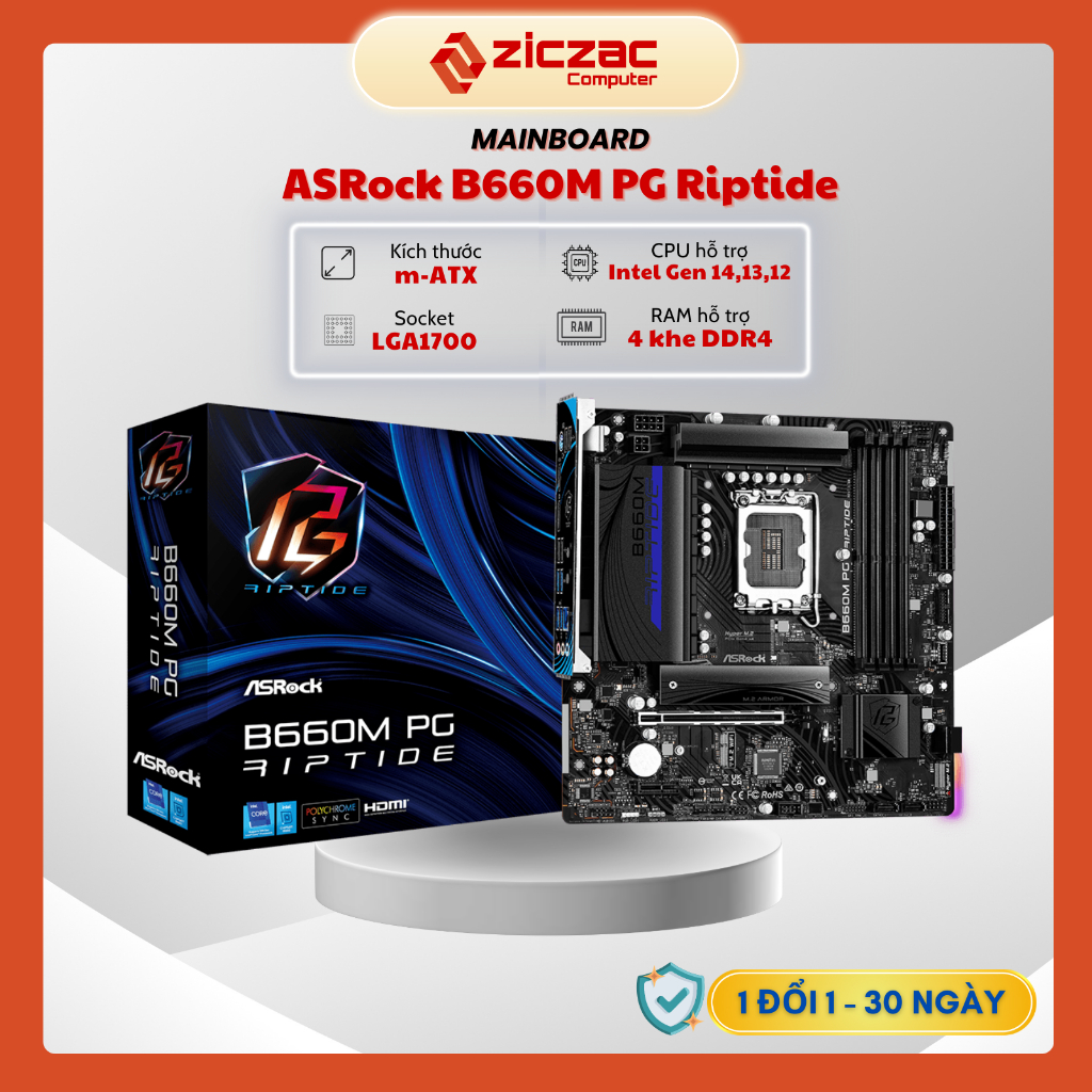 Mainboard ASRock B660M PG Riptide (Intel B660, Socket 1700, M-ATX, 4 ...