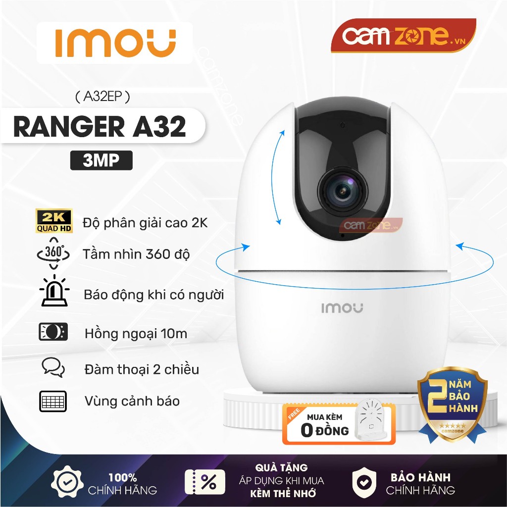 Camera IP Wifi Trong Nhà IMOU RANGER 2 A32EP 3MP/A42P 4MP 2K, Quay 360 ...
