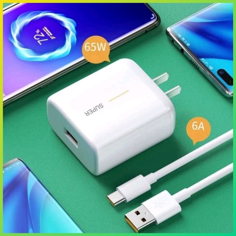 Bộ Củ Cáp Sạc Nhanh Super Vooc Oppo 65W, Dây Cáp Sạc Vooc Type C Và Cục ...