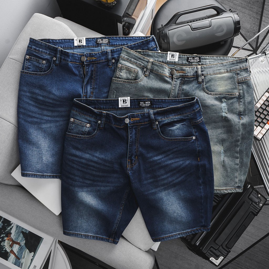 Product image [bigsizemen] Quần short jean tông xanh trơn thời trang ...