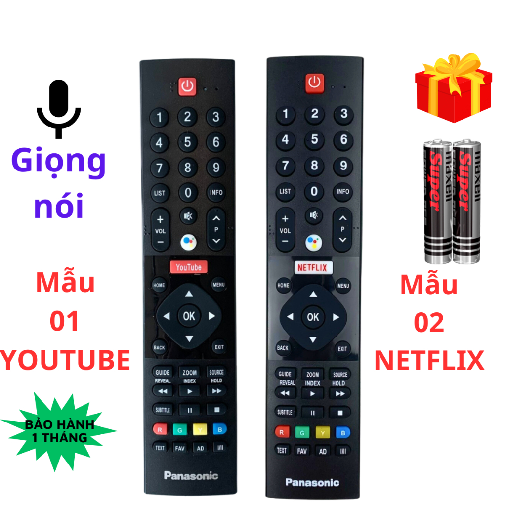 Remote điều khiển tivi Panasonic Mã 01 có giọng nói, điều khiển TV Panasonic tivi có youtube ...