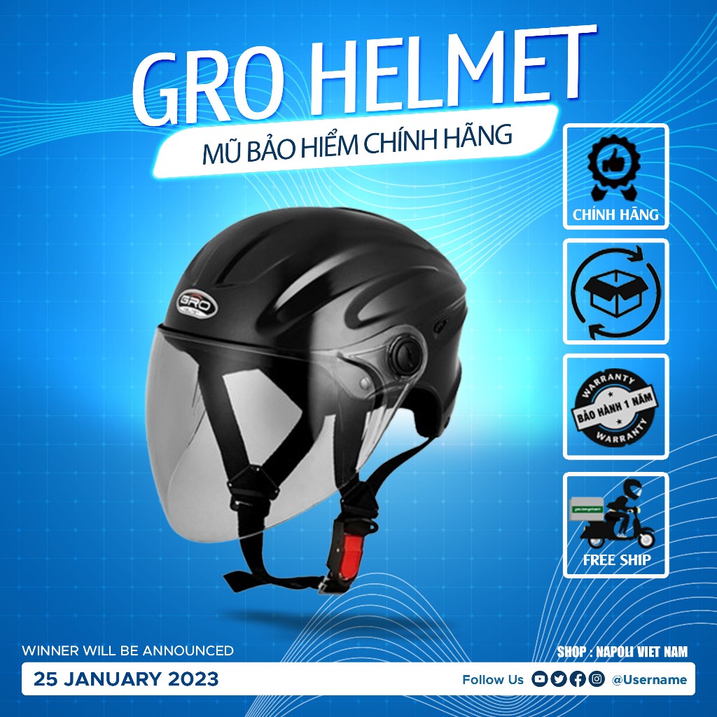 GRO HELMET ST22 , SIZE XL sơn trơn vân thể thao cá tính, Mũ bảo hiểm ...