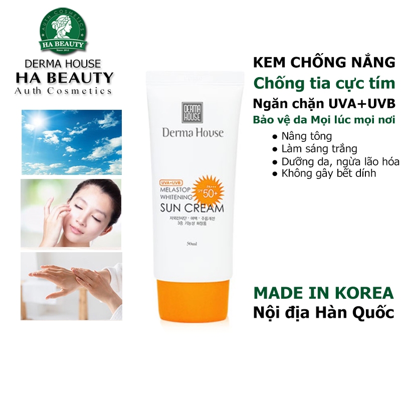 Kem chống nắng dưỡng sáng trắng Nâng tông da Hàn Quốc Derma House Melastop Whitening Sun Cream ...