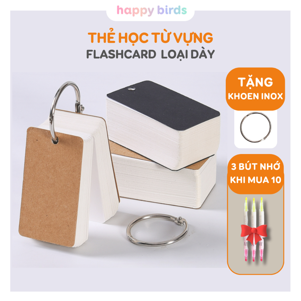 Thẻ học từ vựng flashcard dày đẹp học tiếng anh tiếng nhật ruột trắng ...