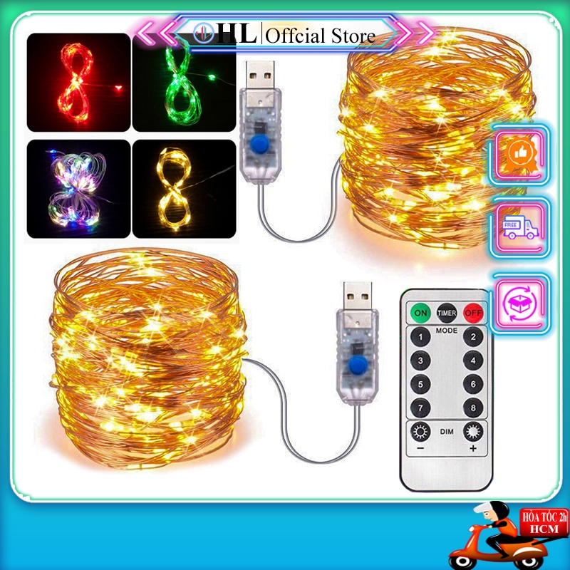 Dây đèn led trang trí fairylight đom đóm 5m/10m/20m – 8 chế độ – Có REMOTE – Sử dụng cổng USB ...