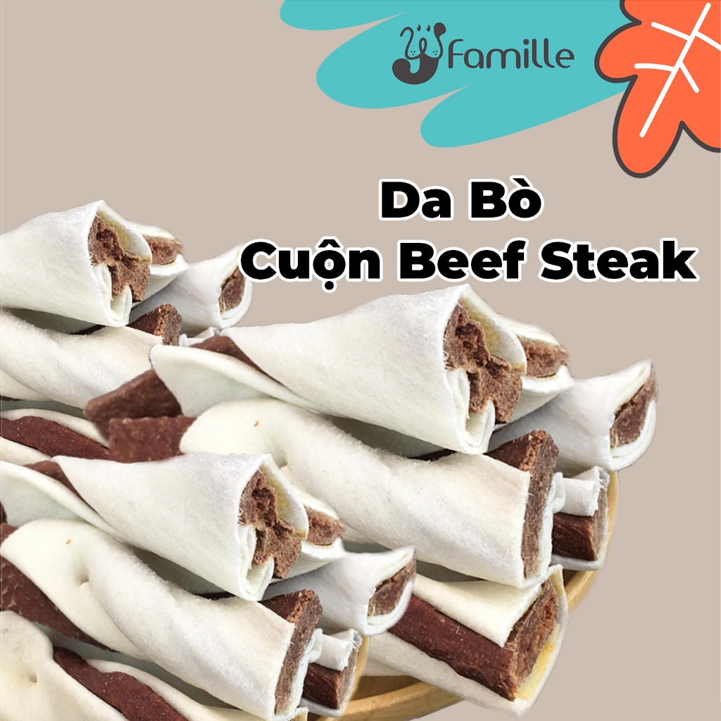 [SẠCH RĂNG]Treat Thưởng Sạch Răng JFamille, Da Bò Cuộn Beef Steak, Loại Bỏ Mảng Bám, Chứa ...