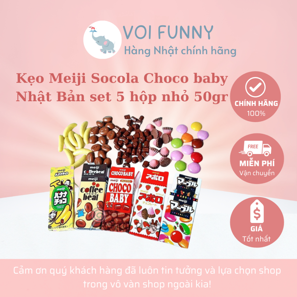 [CHÍNH HÃNG] - Kẹo Meiji Socola Choco baby Nhật Bản set 5 hộp nhỏ 50gr ...