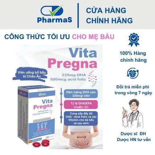 Viên uống bổ bầu VITA PREGNA Bổ sung DHA, Vitamin và khoáng chất đầy đủ ...