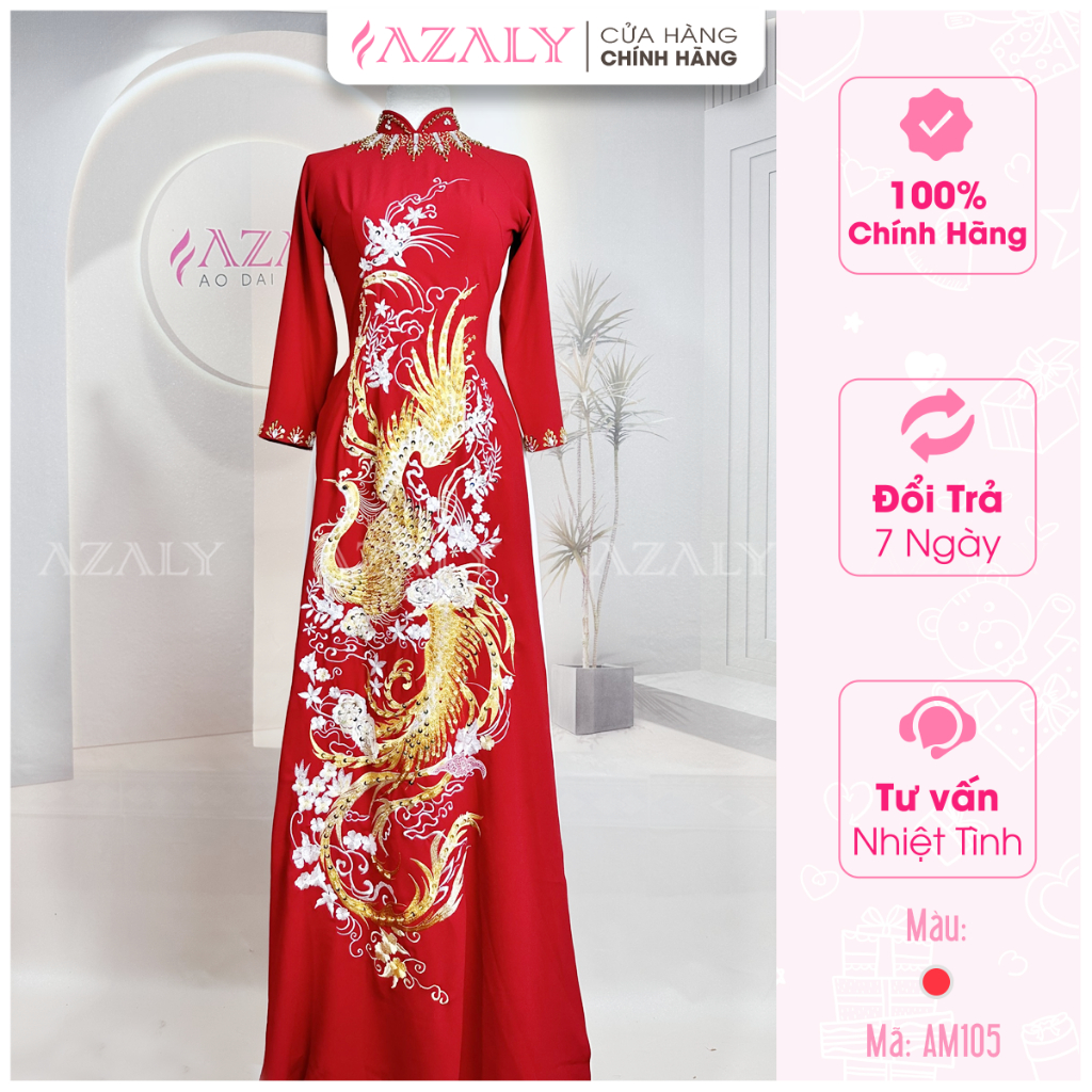Áo Dài Mẹ, Mẹ Cô Dâu Cao Cấp AZALY Vải Mango Thêu Đính Kết Họa Tiết Thủ ...