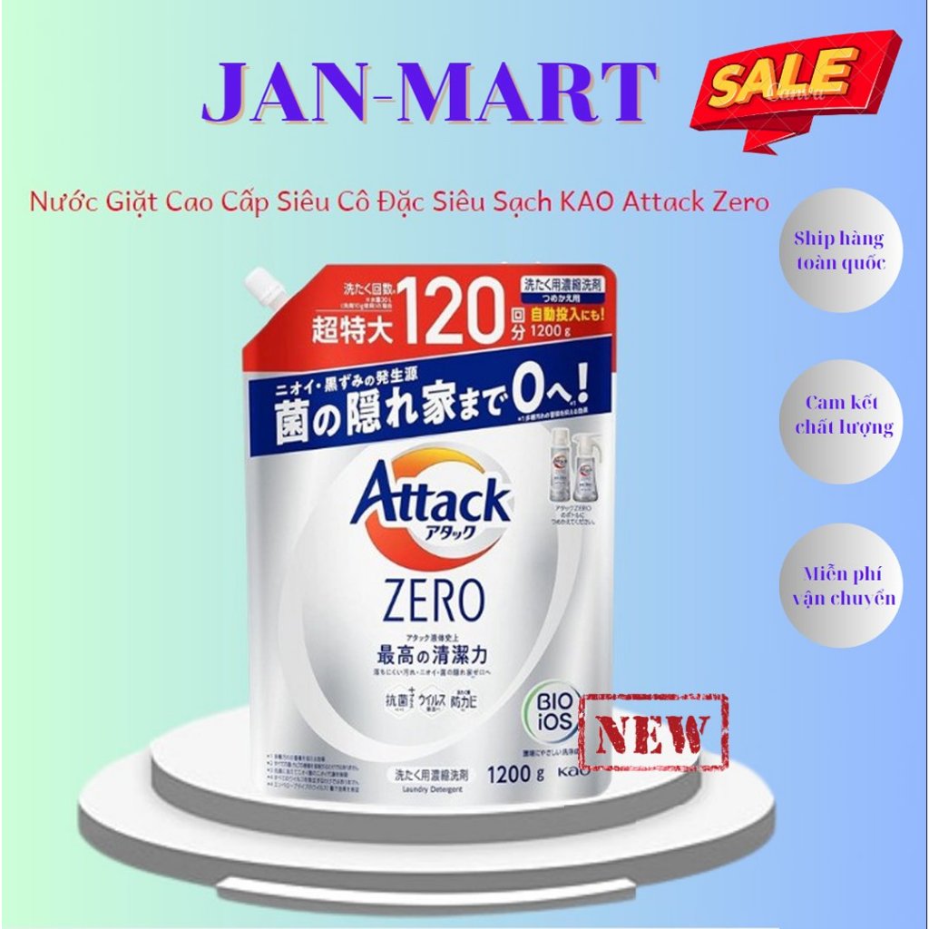 Nước Giặt Siêu Cô Đặc Siêu Sạch Kháng Khuẩn KAO Attack Zero- Hương Hoa Cỏ Gió lá - Hàng Nhật Nội ...