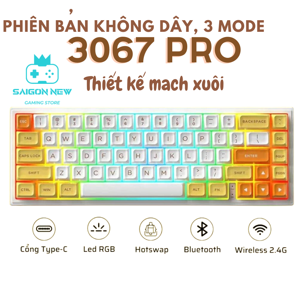 Bàn phím cơ không dây Monka 3067 version 2 pro - Hỗ trợ hotswap - LED ...
