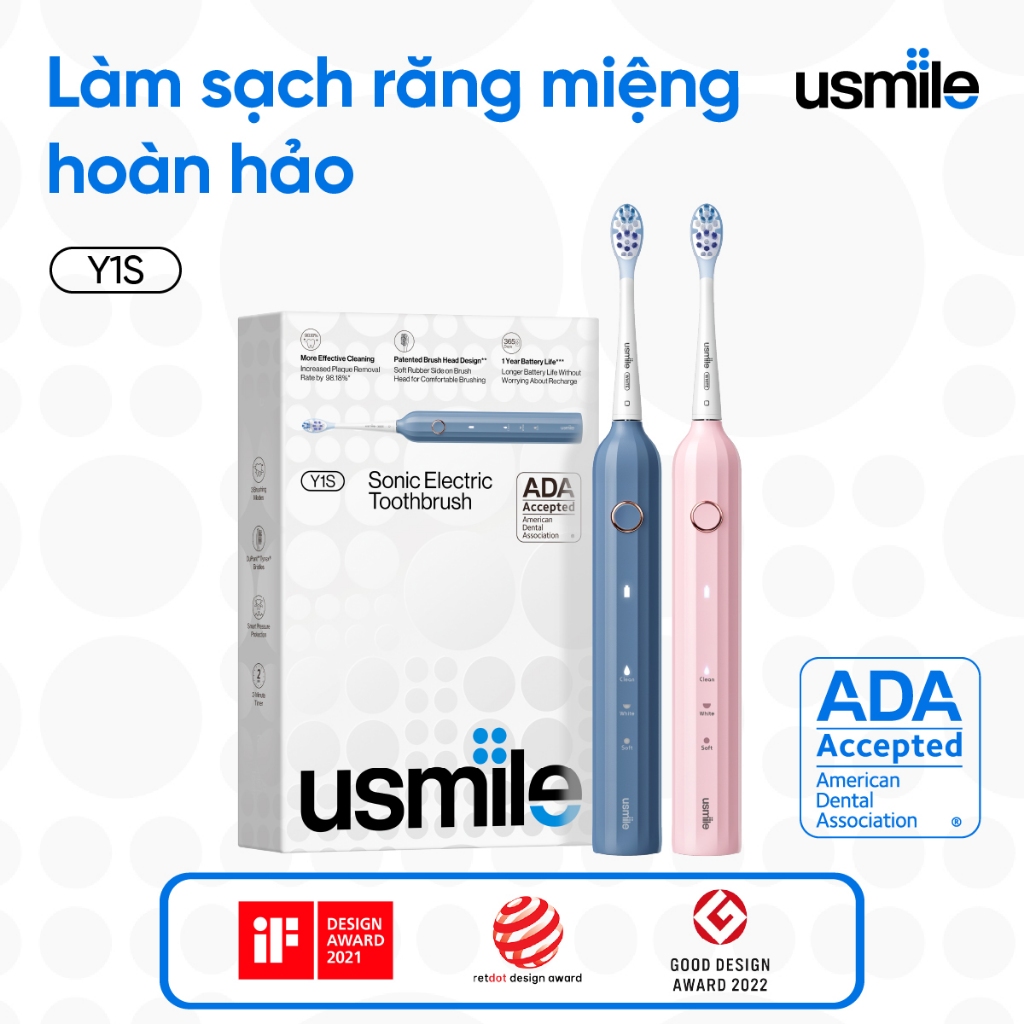 Bàn chải điện sóng siêu âm usmile Y1S (bản nâng cấp) - Bảo hành 12 tháng | Shopee Việt Nam
