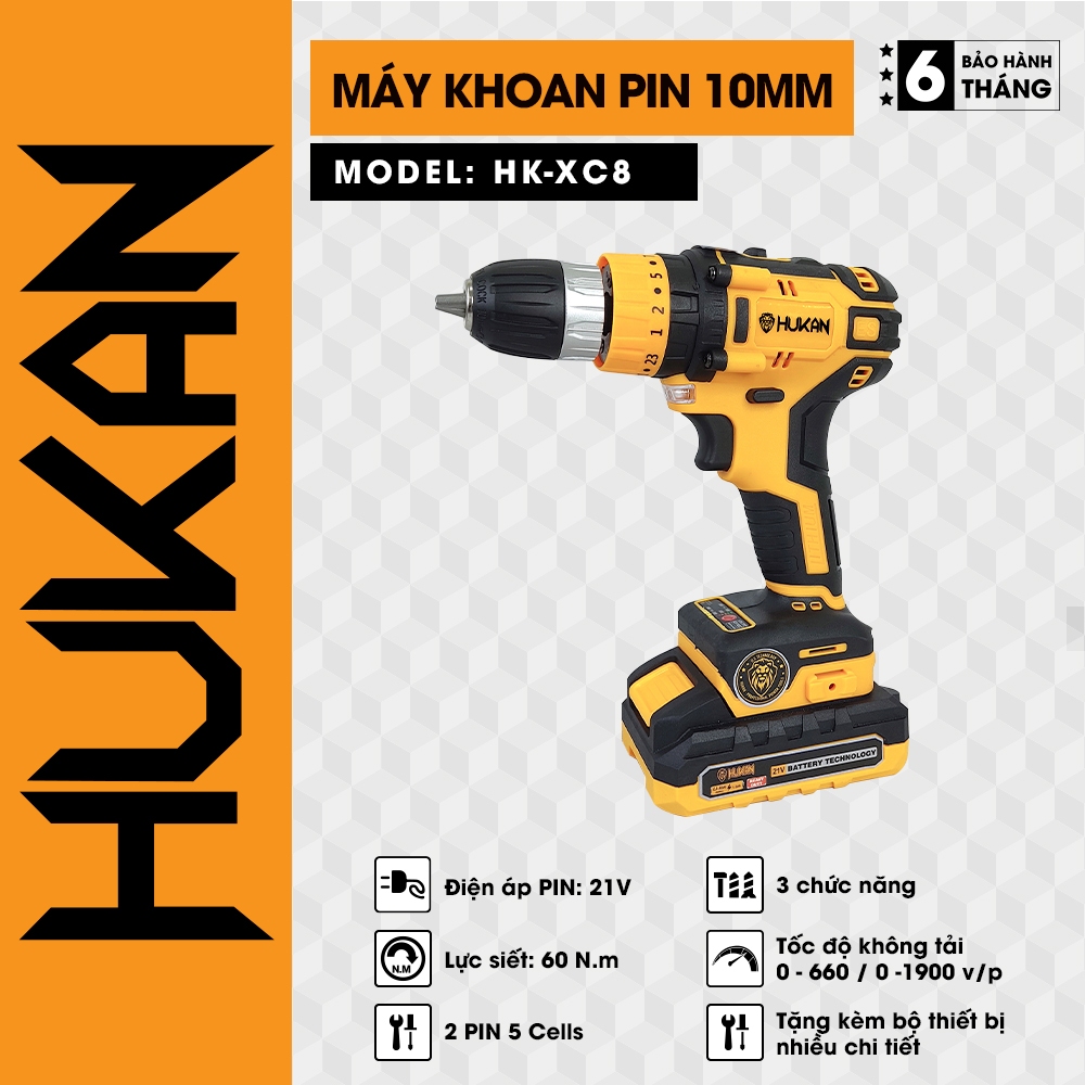 Máy Khoan Pin HUKAN HK-XC8 Lực Siết 45N.m - Khoan pin 3 Chức Năng Động ...