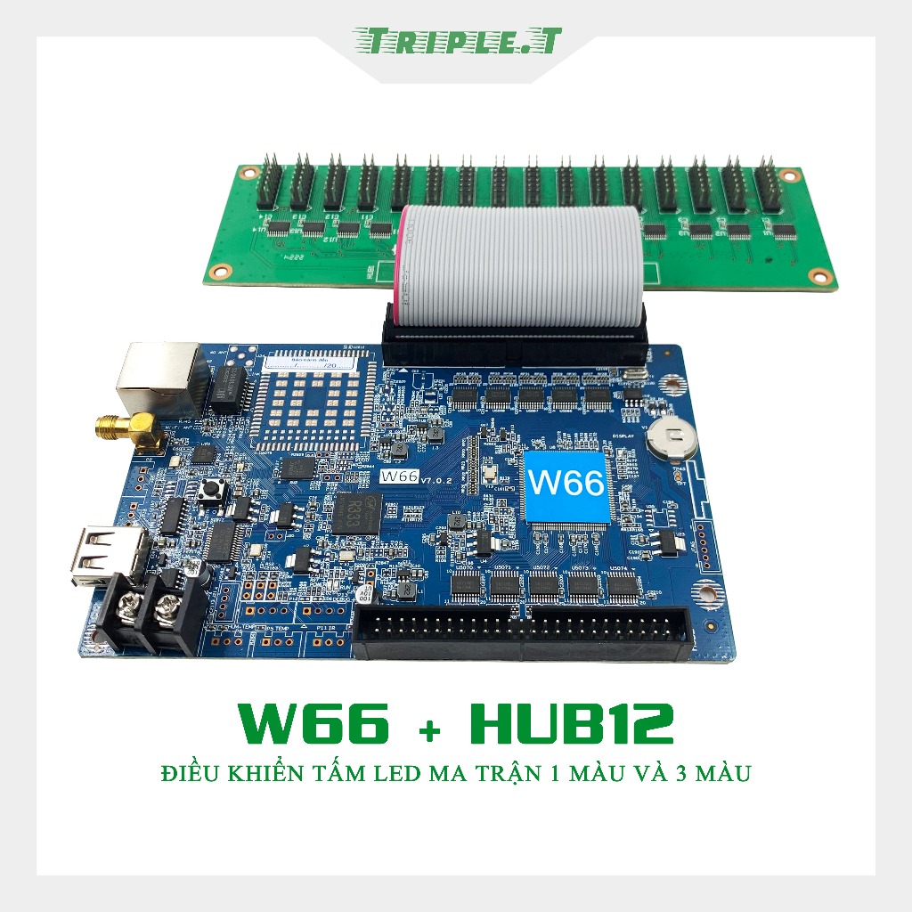 W66 Hub12 Mạch HD W66 kèm Hub 12 điều khiển led ma trận các tấm module led 1 màu và 3 màu ...
