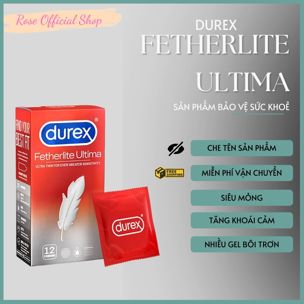 Bao cao su Durex Fetherlite Ultima siêu mỏng, nhiều gel bôi trơn. Hộp ...