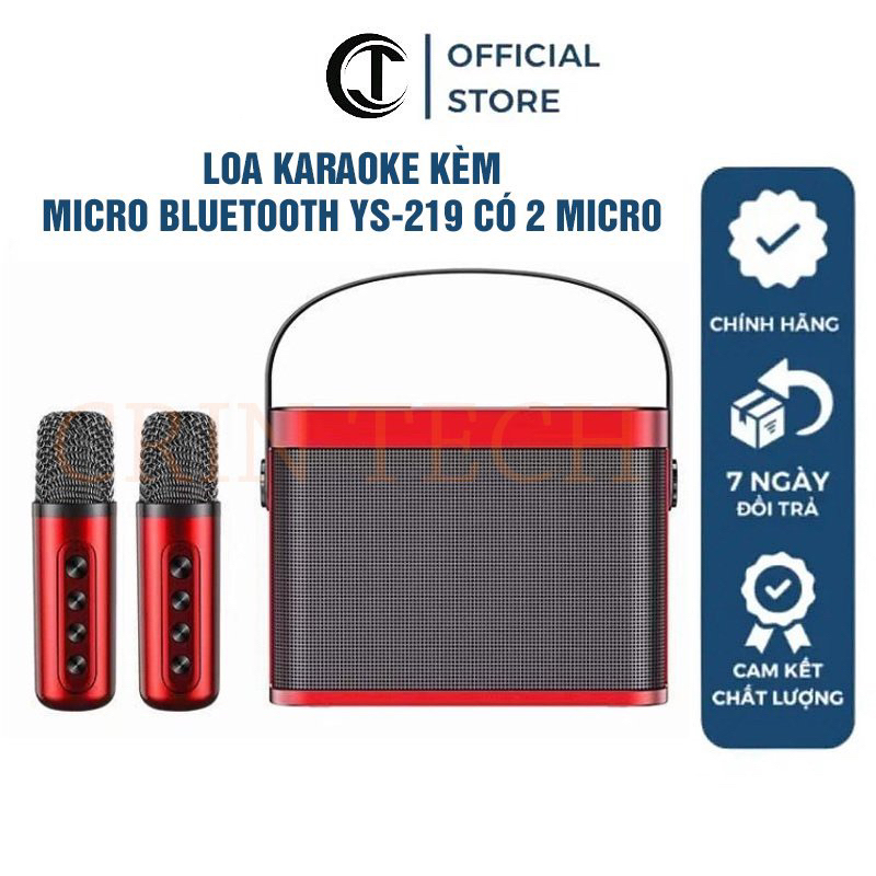 Loa karaoke Kèm Micro Bluetooth YS-219 có 2 micro,Thẻ nhớ TF USB cổng ...