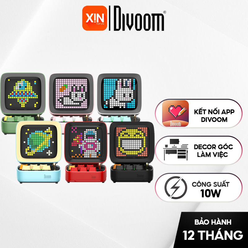 Loa thông minh Divoom Ditoo Plus 10W - Hình dáng máy tính cổ, màn hình ...