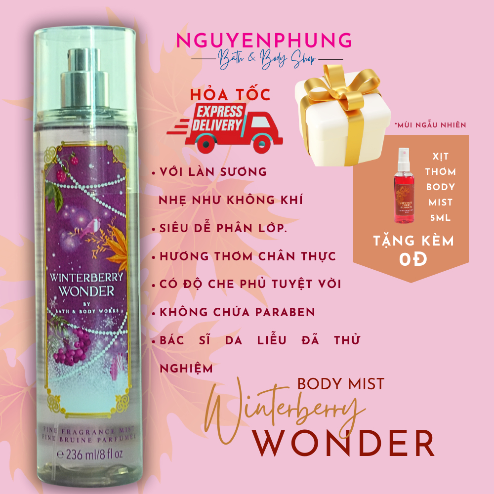 Xịt thơm toàn thân Winterberry Wonder Bath & Body Works Mist 236ml ...
