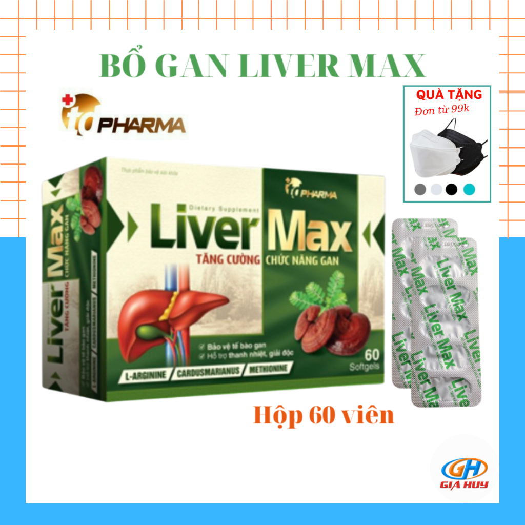 Giải độc gan, mát gan LIVER MAX hộp 60 viên giúp bảo vệ và tăng cường ...