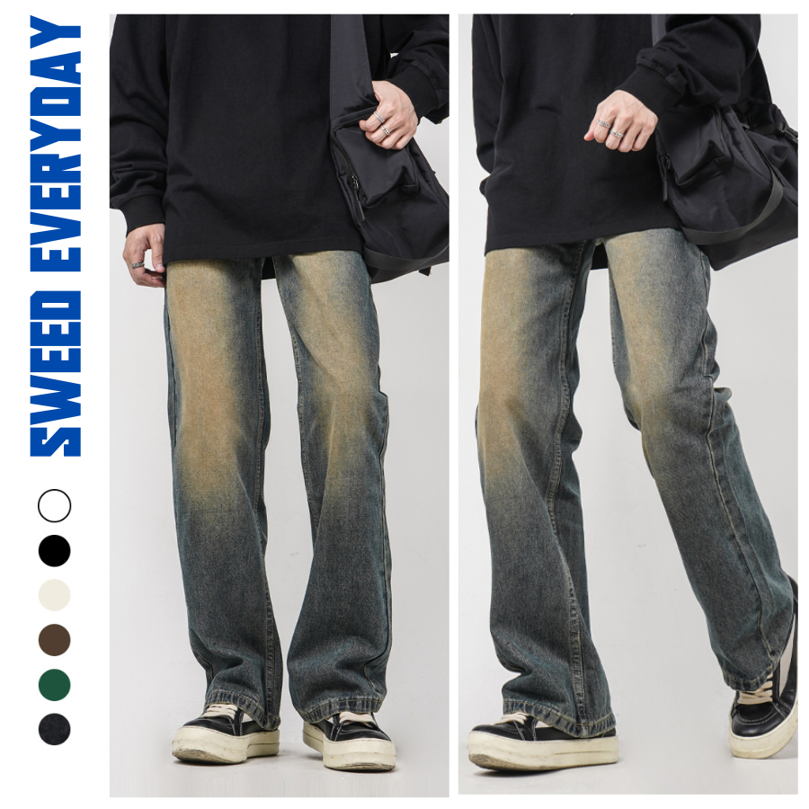 Quần Jean Nam Ống Rộng Dáng Suông Chất Vải Dày Dặn Màu Đen Trầm SMOKE V.1 | Shopee Việt Nam