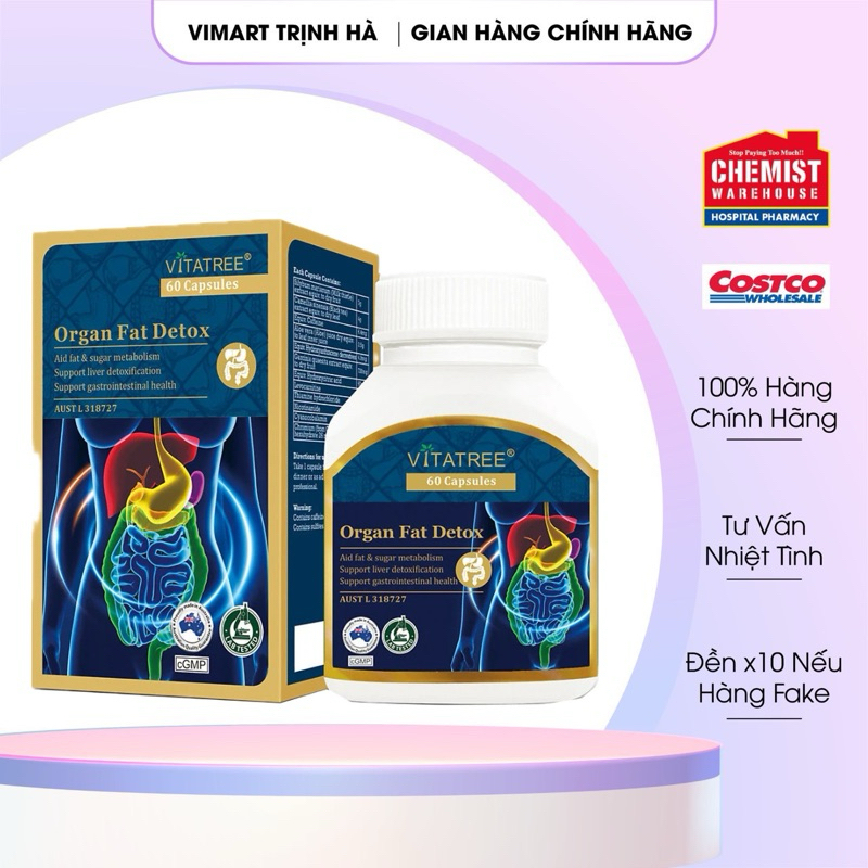 Viên uống thải mỡ nội tạng Vitatree Organ Fat Detox 60 viên của Úc, hỗ ...