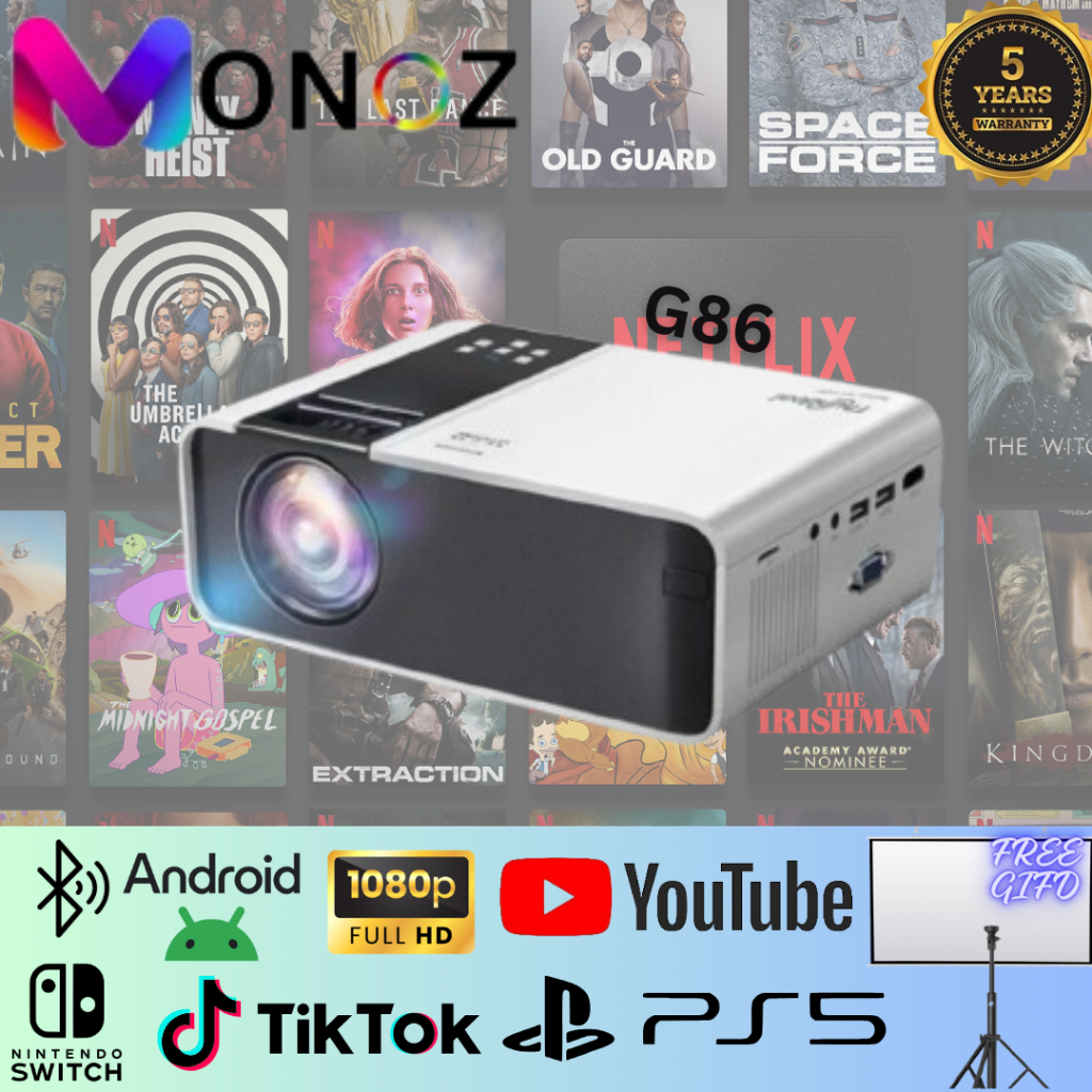 Máy chiếu MONOZ G86 Có thể bảo vệ 7500 lumens FULL HD Android 1080P ...