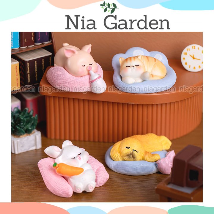 Trang trí tiểu cảnh chậu cây vườn terrarium mô hình mini mèo cún heo ...