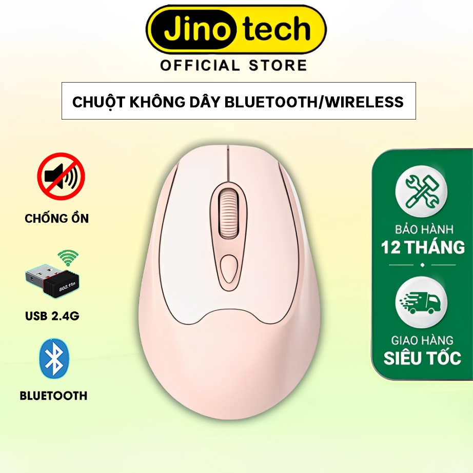 Chuột Bluetooth Không Dây Pin Sạc JINOTECH M100,Kết Nối USB Và Bluetooth ,Chống Ồn,Thiết Kế Nữ ...