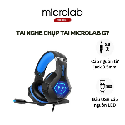 Tai Nghe Chụp Tai Có Dây Microlab G7, Chuyên Dụng Cho Chơi Game, Nghe Nhạc. Bass Mạnh, Có Mic ...