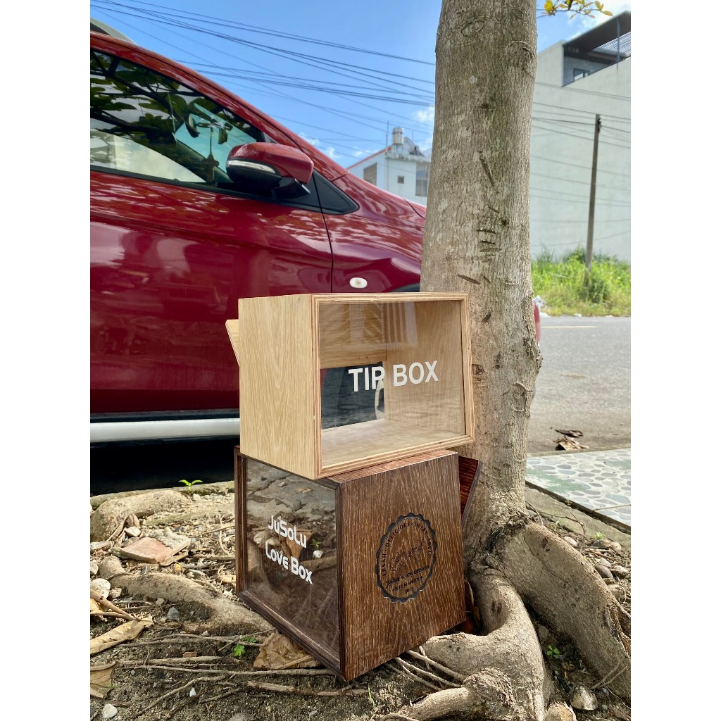 HCM | HỘP TIP BOX GỖ, HỘP ĐỰNG TIỀN DECOR (NỘI DUNG VÀ MÀU SẮC THEO YÊU ...
