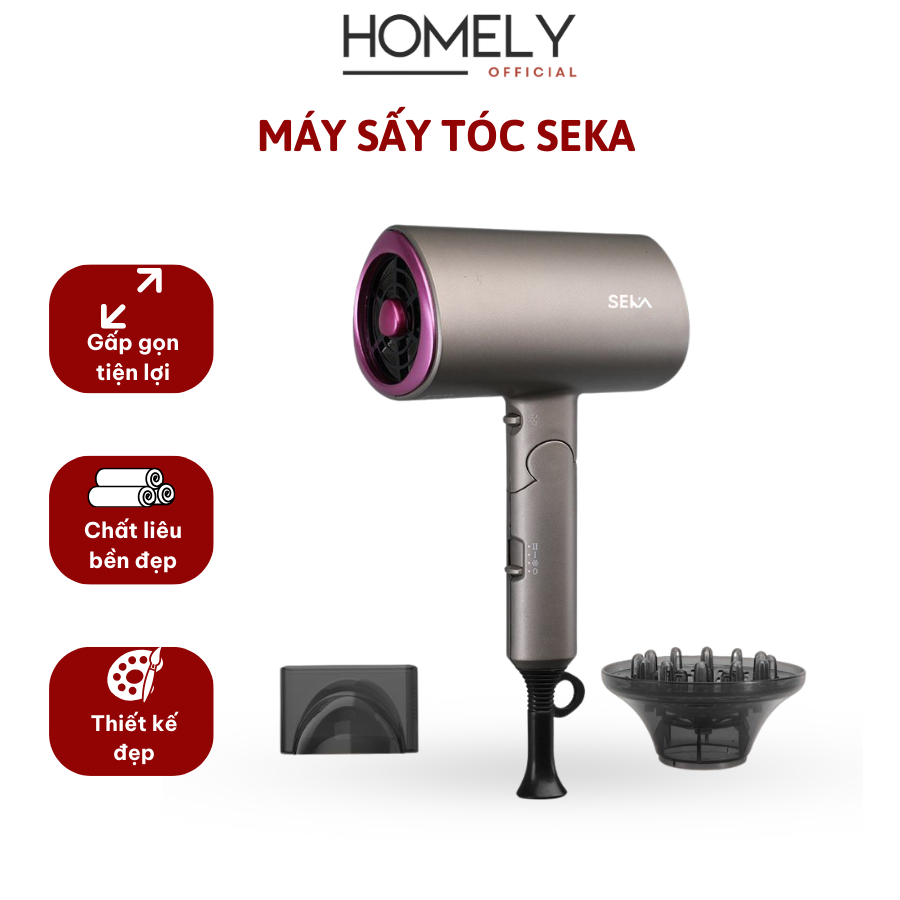 Máy sấy tóc SEKA SK2008 gấp gọn cao cấp sấy 2 chiều nóng lạnh, 3 chế độ ...