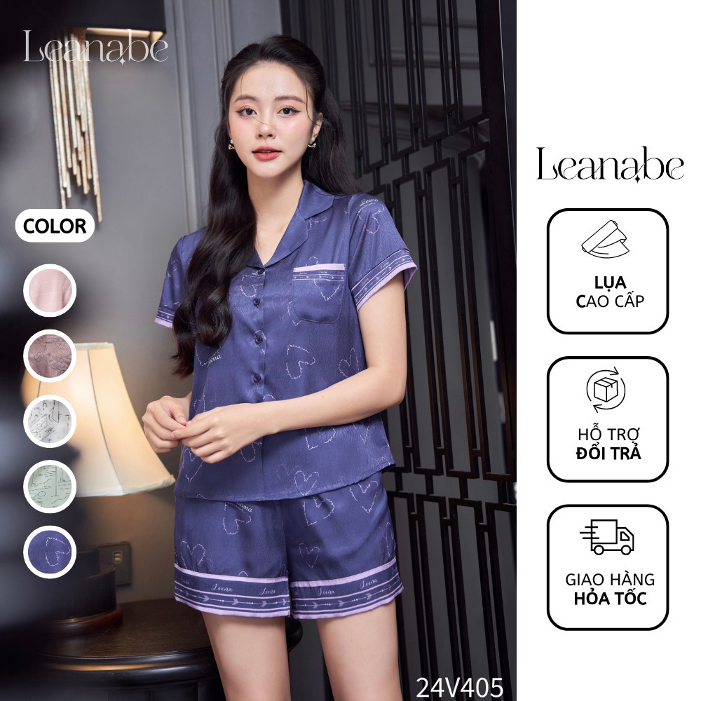 Bộ Ngủ Cộc Đồ Bộ Mặc Nhà Hồng Nhạt Chất Liệu Lụa Tơ Cao Cấp Họa Tiết ...