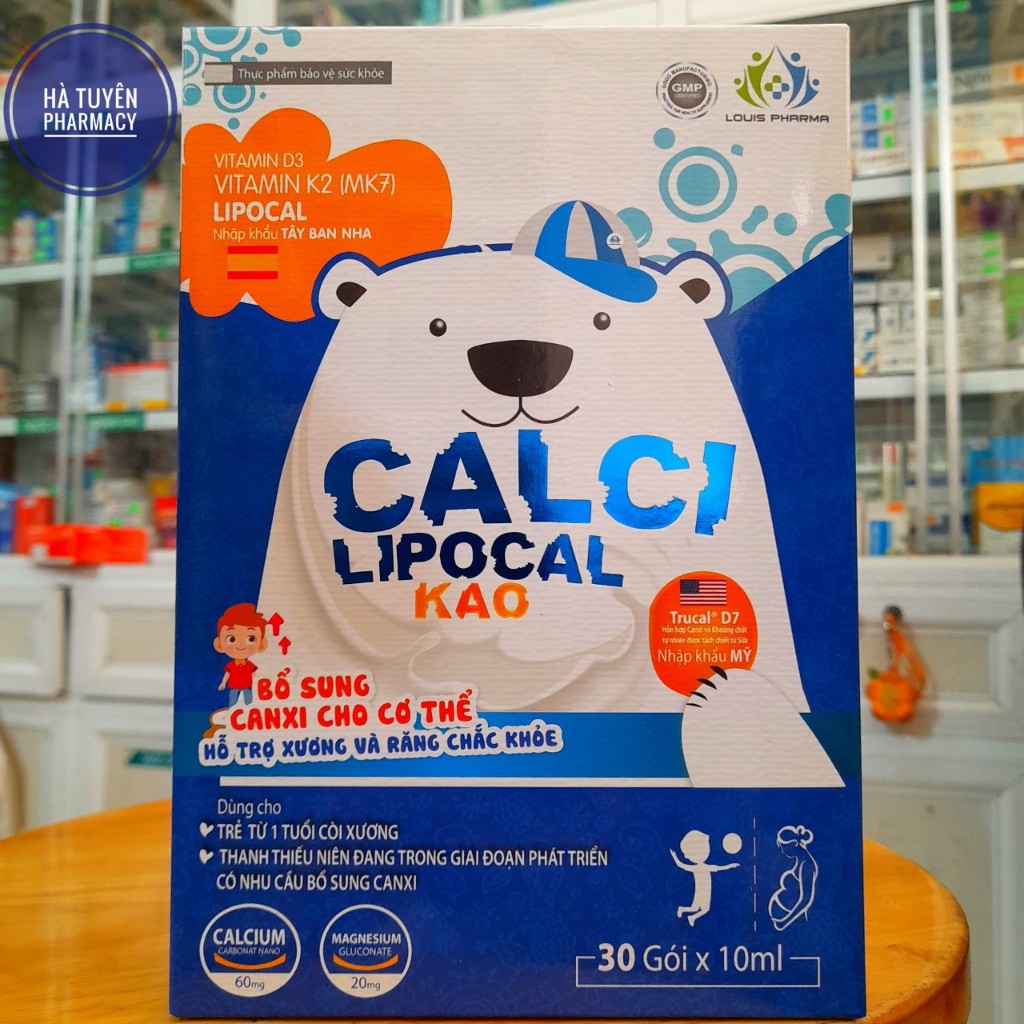 CALCI LIPOCAL KAO- hương sữa bò- canxi sinh học bổ sung canxi, D3,K2- Hộp 30 gói | Shopee Việt Nam