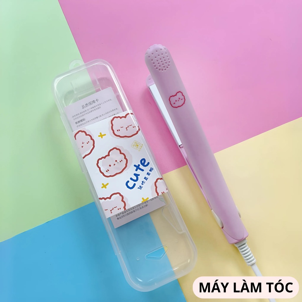 Máy Là Tóc Mini, Máy Ép Tóc Mini, Uốn Duỗi Tóc Đa Năng Tặng Kèm Sticker ...