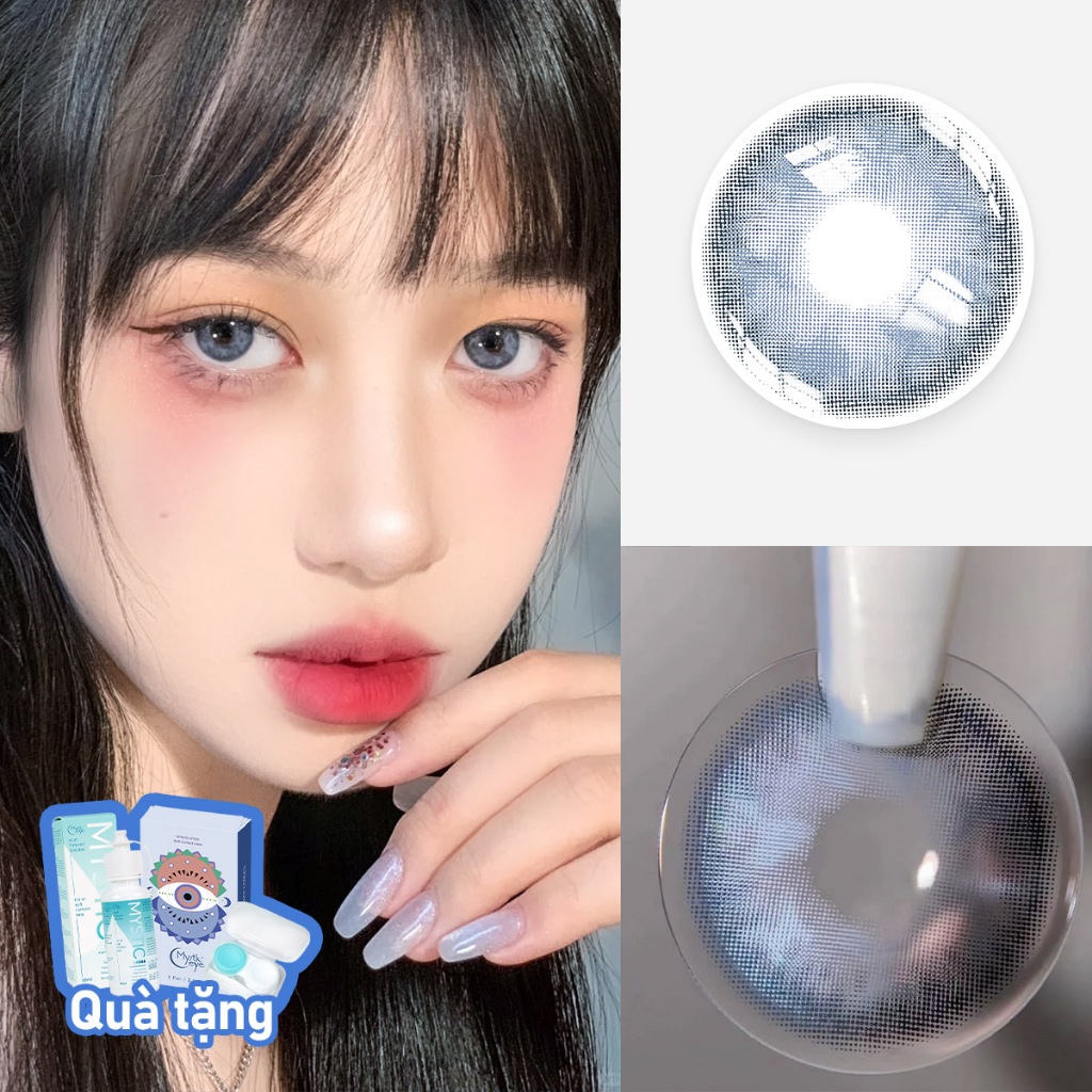 [mua 1 tặng 2 0độ]kính áp tròng cận nâu lens đen lens cận blue kính màu ...