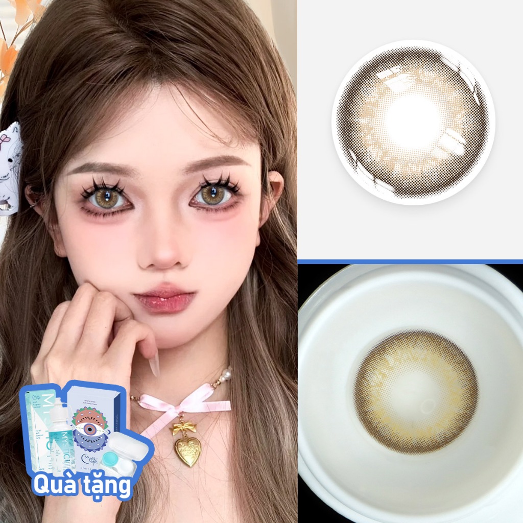 [mua 1 tặng 2 0độ]kính áp tròng cận nâu lens đen lens cận blue kính màu ...