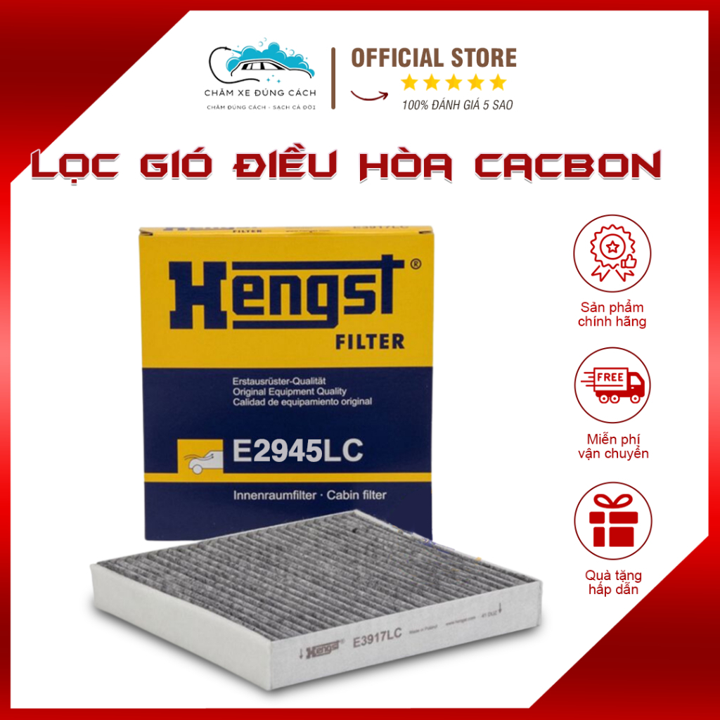 Lọc gió điều hòa than hoạt tính Hengst E2945LC Cho Toyota Camry, Vios ...