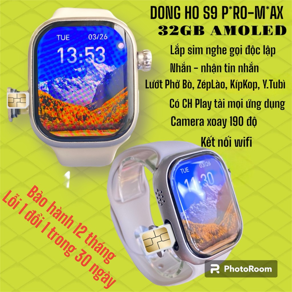 Đồng Hồ Thông Minh S9 PờR0 M.AX 32G Lắp Sim Nghe Gọi, Có Wifi, Lướt ...