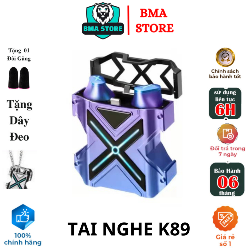 Tai nghe bluetooth gaming K89 ENC vỏ nắp bật, bass 11D Âm Trầm độ trễ ...
