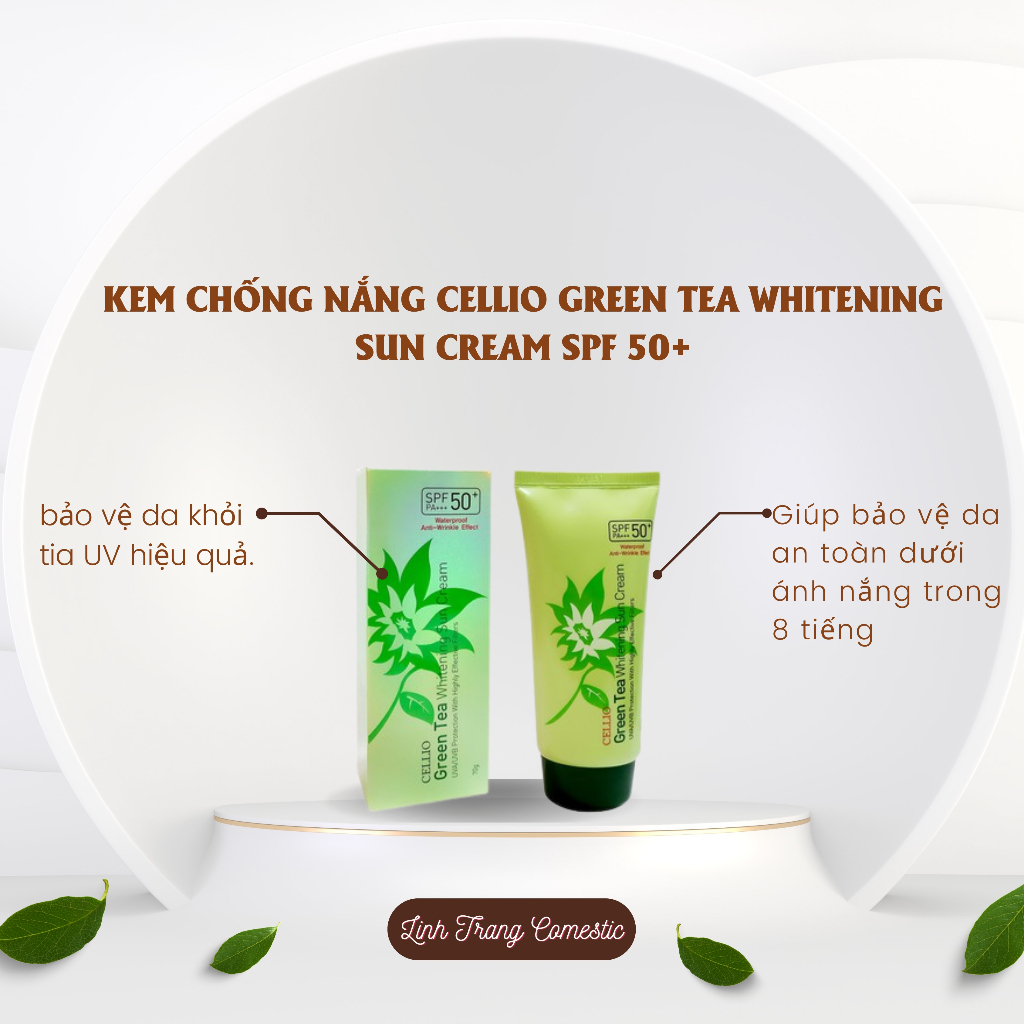 Kem chống nắng Cellio Green Tea Whitening Sun Cream SPF 50+ | Shopee ...