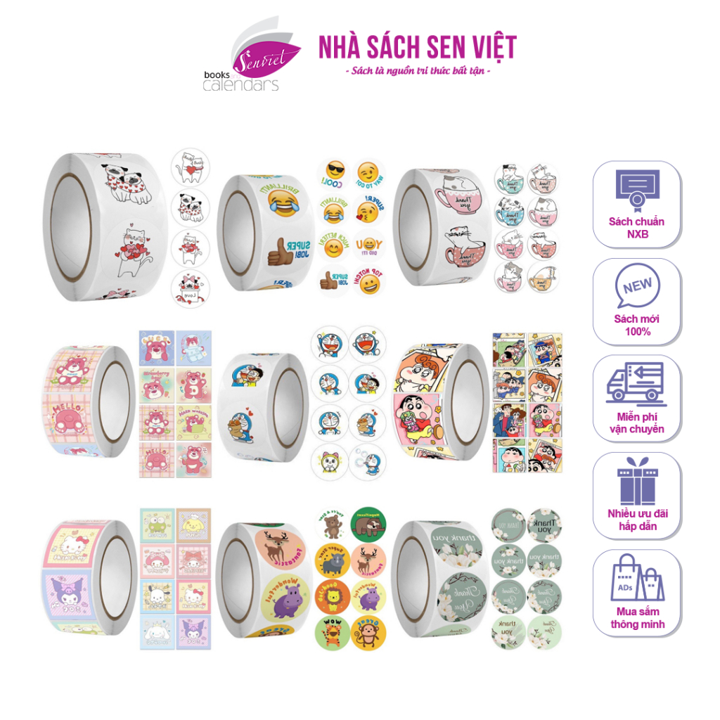 Sticker khen thưởng, cuộn sticker hoạt hình ngộ nghĩnh, tem dán trang ...