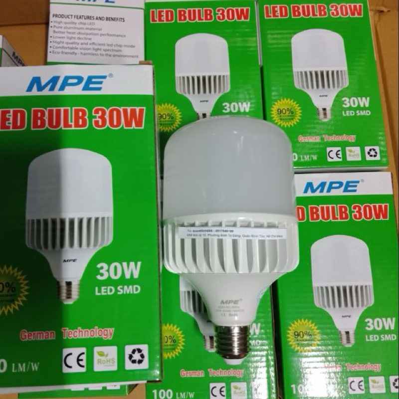 Bóng Đèn Búp, Đèn Led Bulb MPE 9W, 30W, 40W Ánh Sáng Trắng Hàng Chính ...