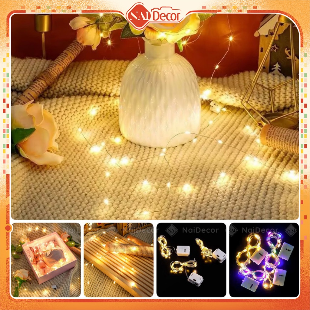 Đèn Led Đom Đóm FairyLight Có Sẵn P-i-n (1m-2m-3m) Nai Decor Đèn Trang Trí Gói Hoa, Cây Thông ...