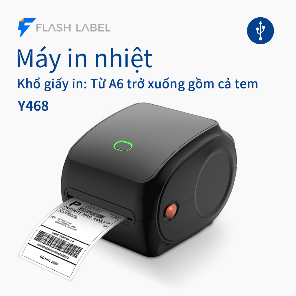 Máy In Nhiệt FlashLabel Thermal Printer Y468 phiên bản thường USB In Khổ A6 In Đơn Hàng, Phiếu ...