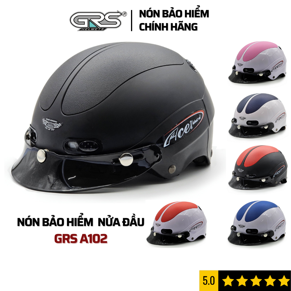 Mũ bảo hiểm nửa đầu GRS HELMETS A102, có lưỡi trai, thiết kế an toàn ...
