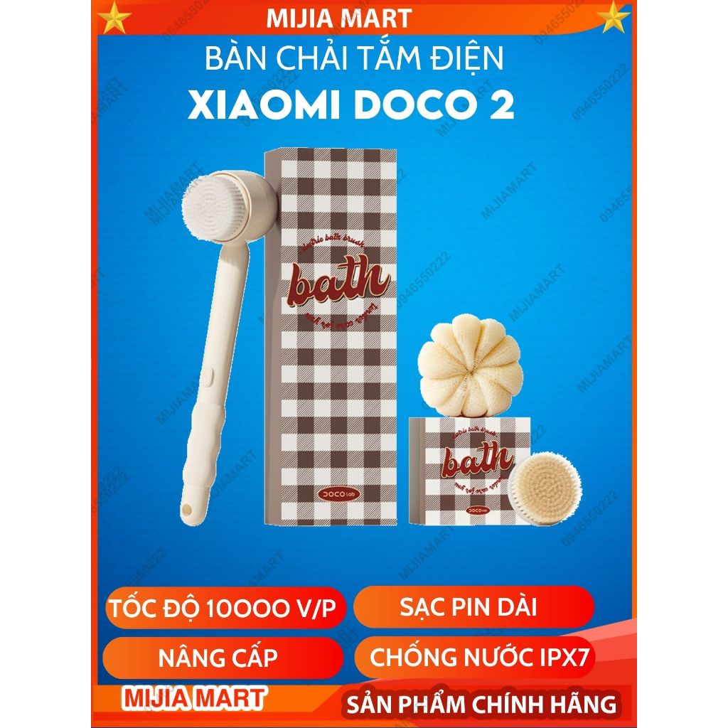 Bàn chải tắm điện Xiaomi Doco 2. Tốc độ 10.000 vòng, Chống nước IPX7 | Shopee Việt Nam
