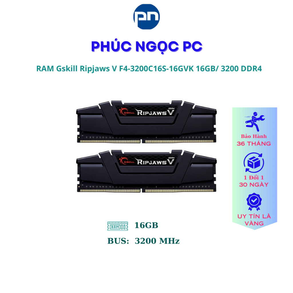 RAM máy tính Gskill Ripjaws V F4-3200C16S-16GVK 16GB/ 3200 DDR4 Tản ...